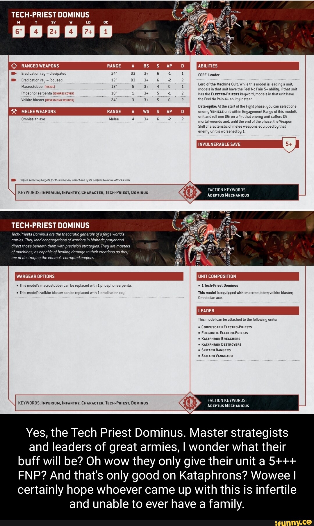 TECH-PRIEST DOMINUS RANGED WEAPONS Eradication ray - dissipated ...