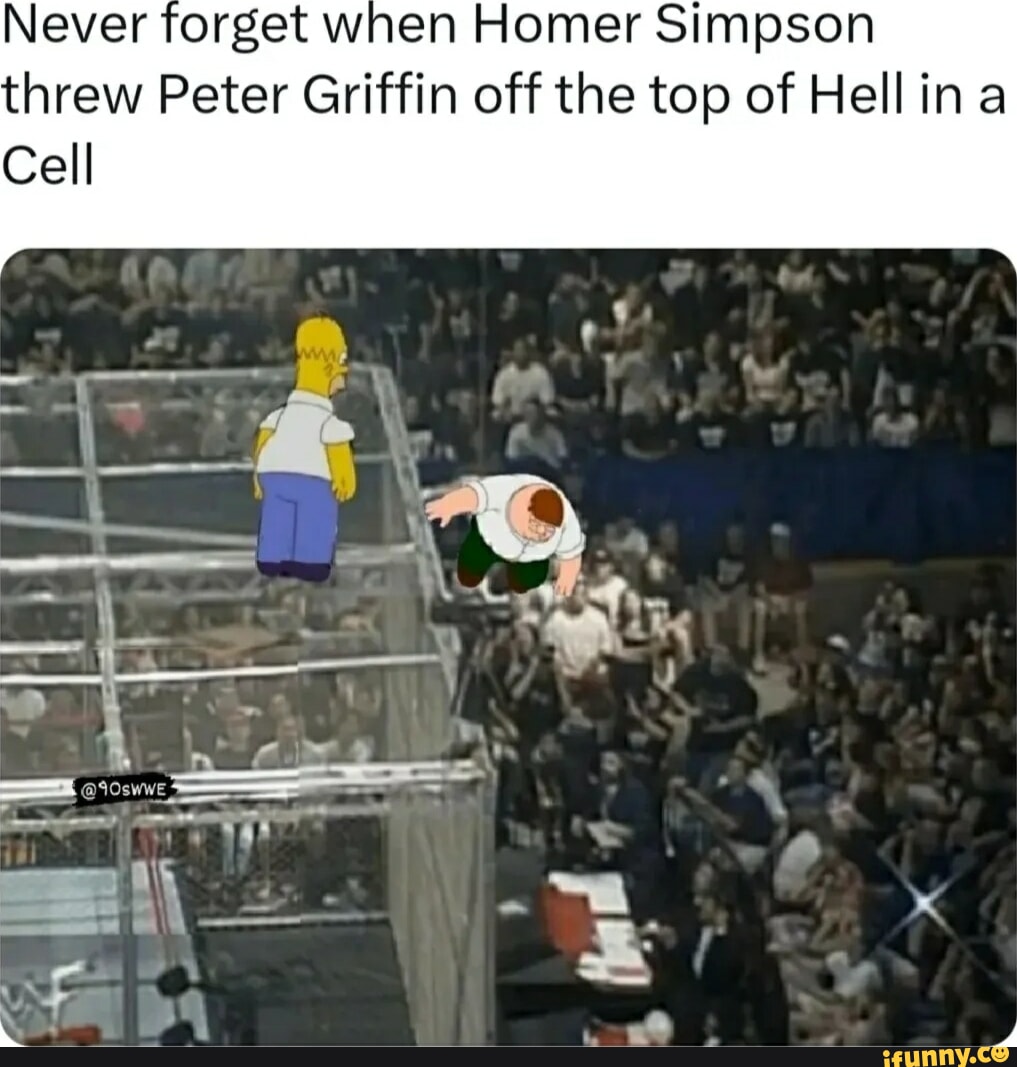 Never forget when Homer Simpson threw Peter Griffin off the top of Hell ...