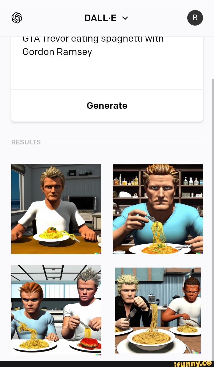 DALL-E v GTA Trevor eating Sspagnettr with Gordon Ramsey Generate ...