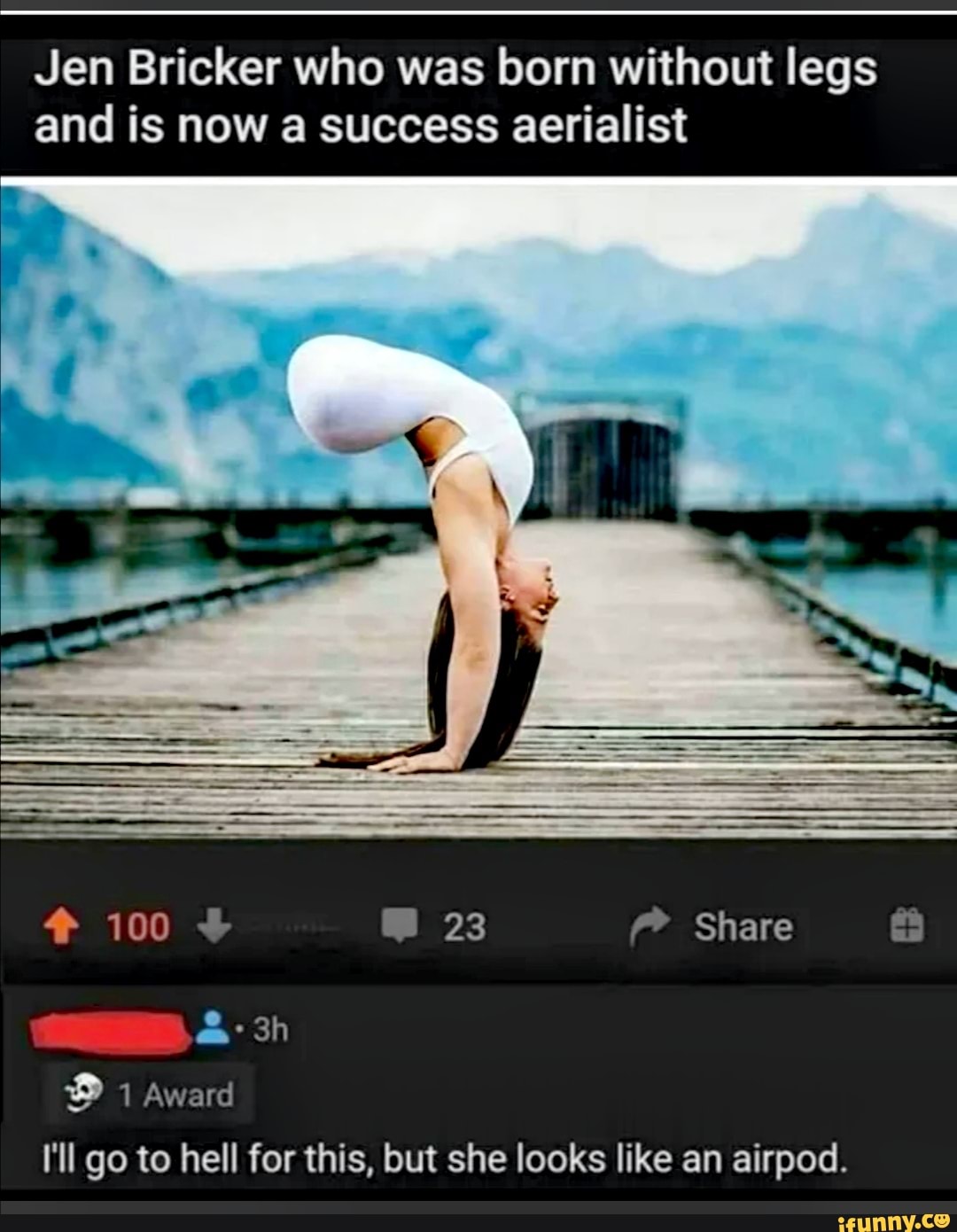 Jen Bricker who was born without legs and is now a success aerialist ...