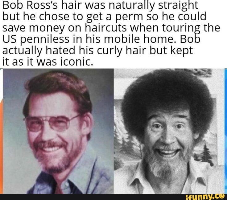 Bob Ross's hair was naturally straight but he chose to get a perm so he ...