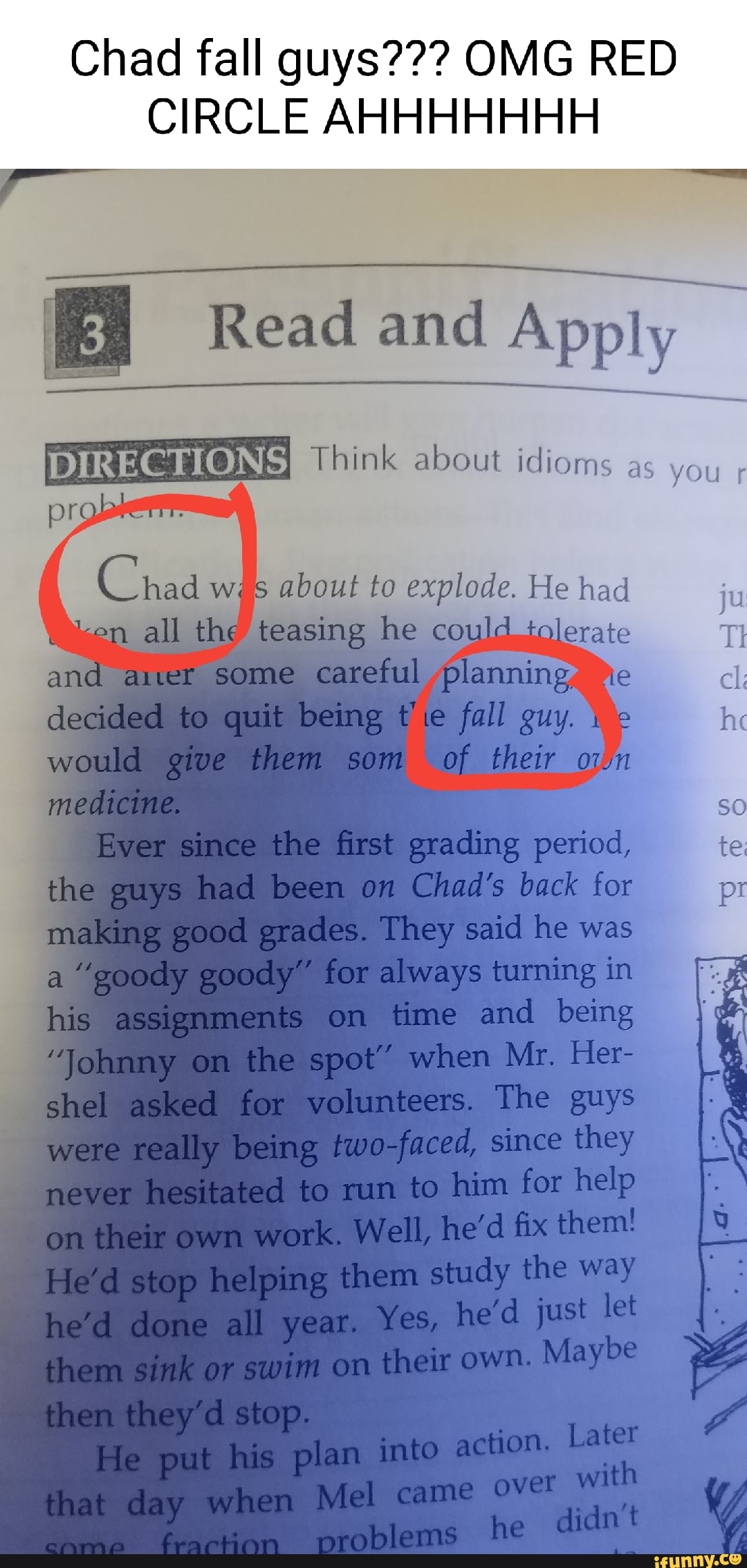 Chad fall guys??? OMG RED CIRCLE Read amdl DIRECTIONS) Think about ...