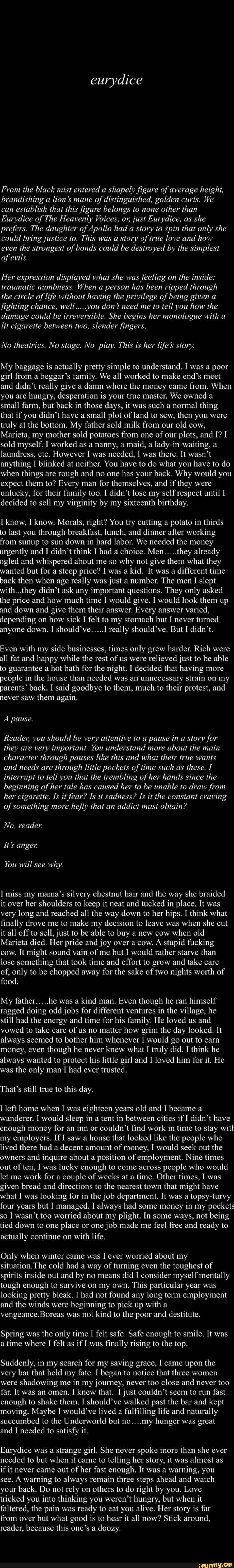 Eurydice From the black mist entered a shapely figure of average height ...