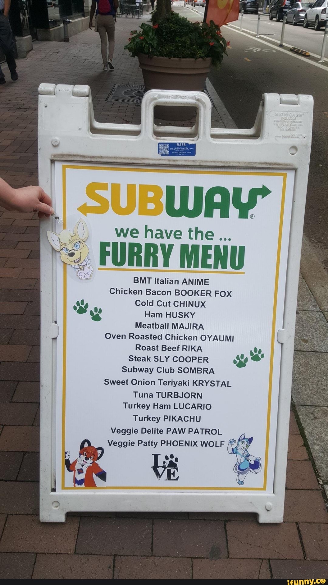 FURRY MENU BMT Italian ANIME Chicken Bacon BOOKER FOX Cold Cut CHINUX ...