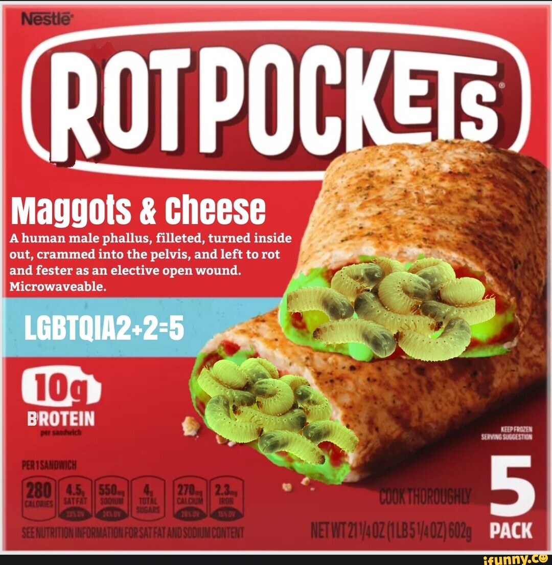 ROTPOCKETs Maggols & Cheese human male phallus, filleted, turned inside ...