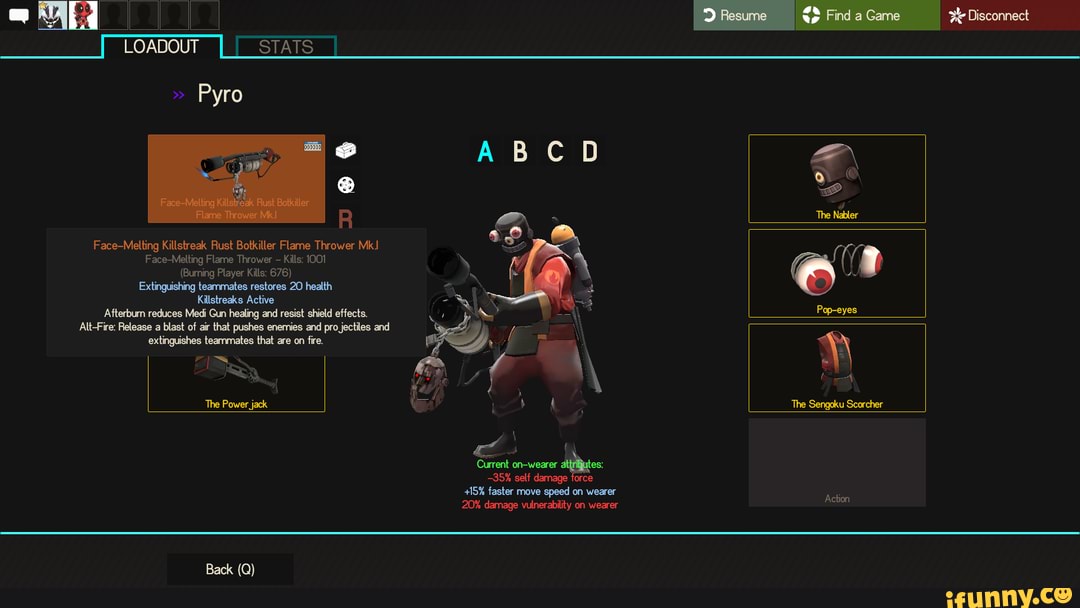 LOADOUT STATS " Pyro Face-Melting Killstreak Rust Botkiller Flame ...