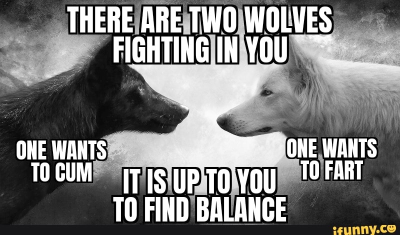 THERE ARE TWO WOLVES PlGrTING INYOU ONE WANTS ONE WANTS FART cum iris ...