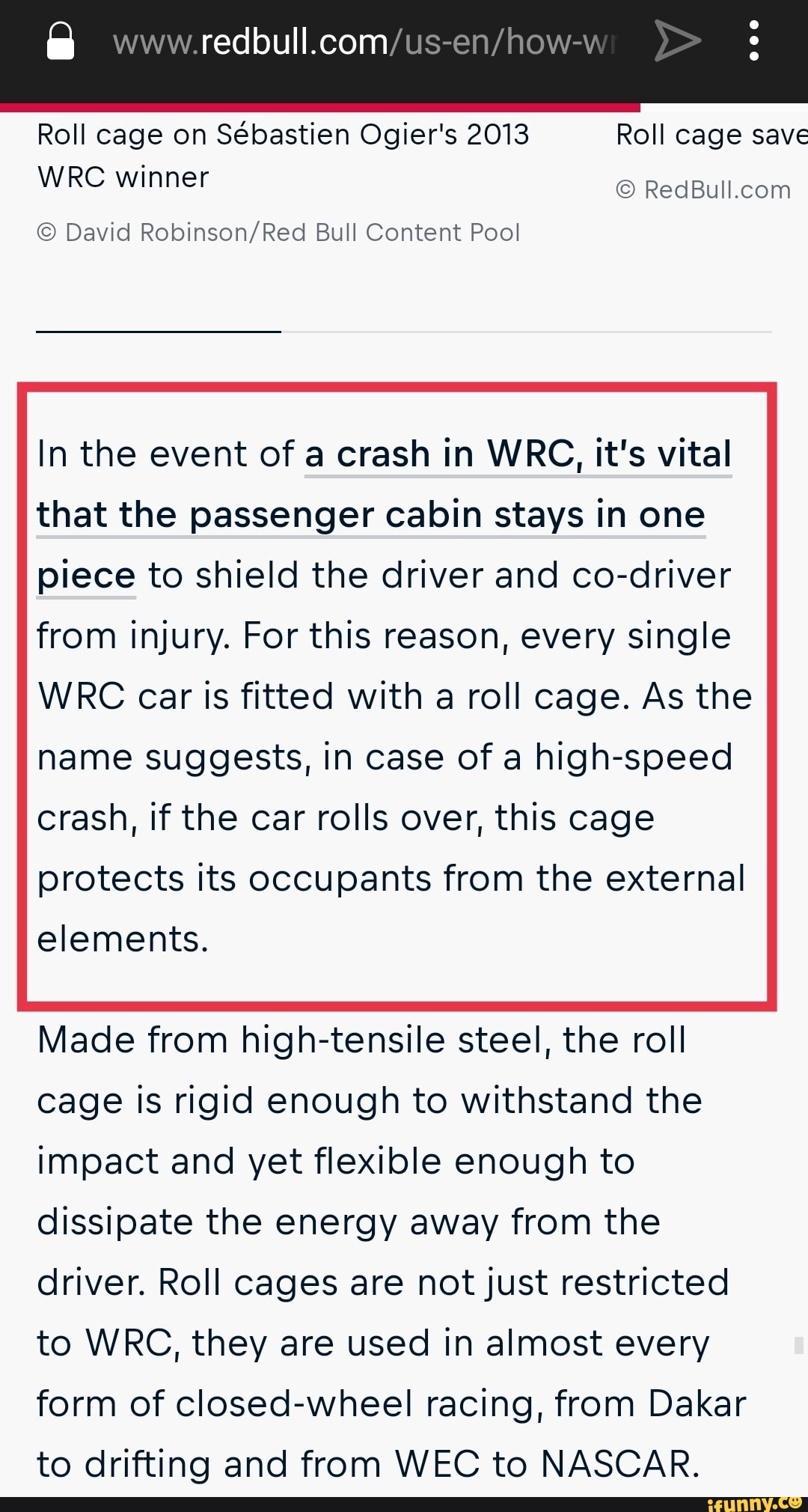 Roll cage on Sbastien Ogier's 2013 Roll cage save WRC winner www ...