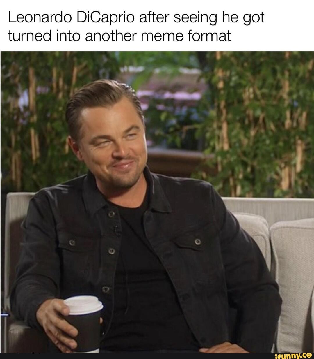 Leonardo DiCaprio after seeing he got turned into another meme format ...