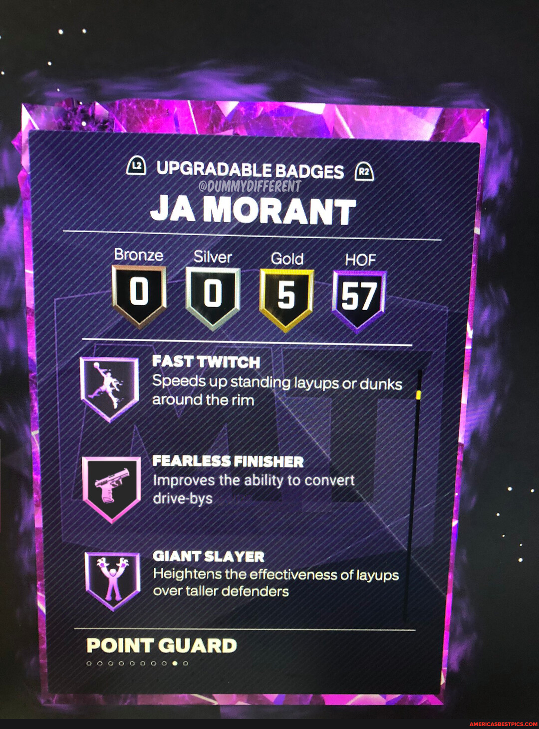 ZING: 2) BADGES @DUMMYDIFFERENT JA MORANT Bronze Silver Gold HOF i) 5 ...