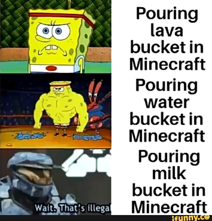 Pouring lava bucketin Minecraft Pouring water bucket in Minecraft ...