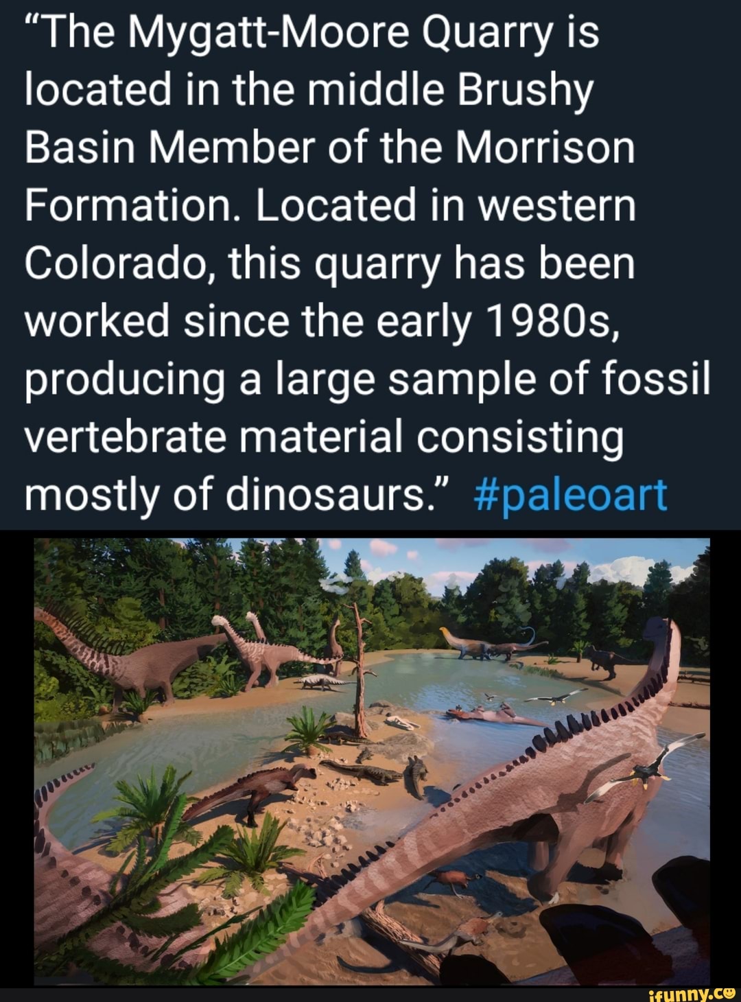 "The Mygatt-Moore Quarry is located in the middle Brushy Basin Member ...