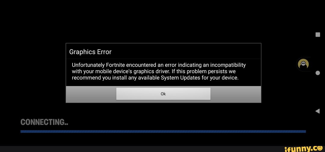 Graphics Error Unfortunately Fortnite encountered an error indicating ...