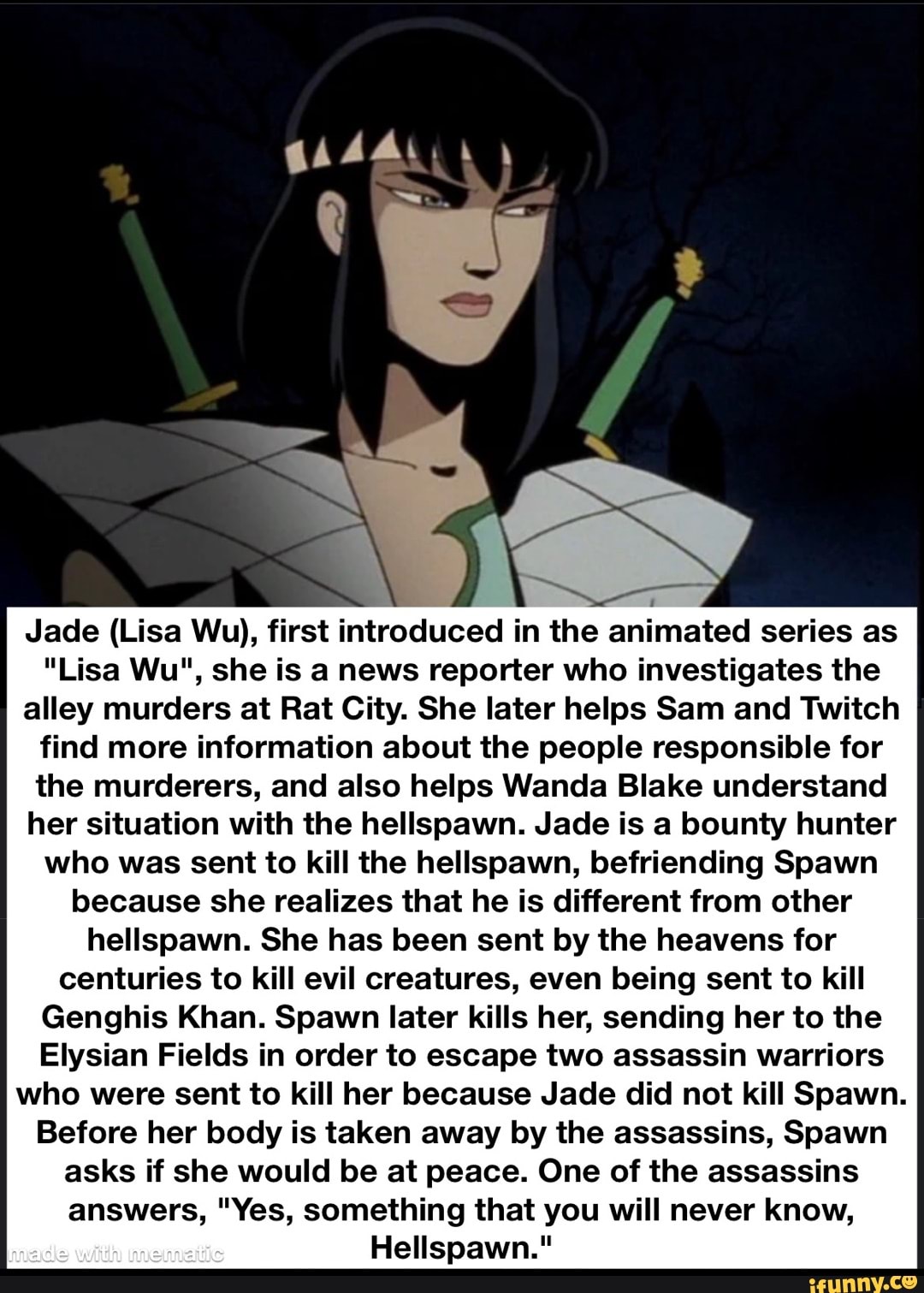 Jade (Lisa Wu), first introduced in the animated series as "Lisa Wu ...