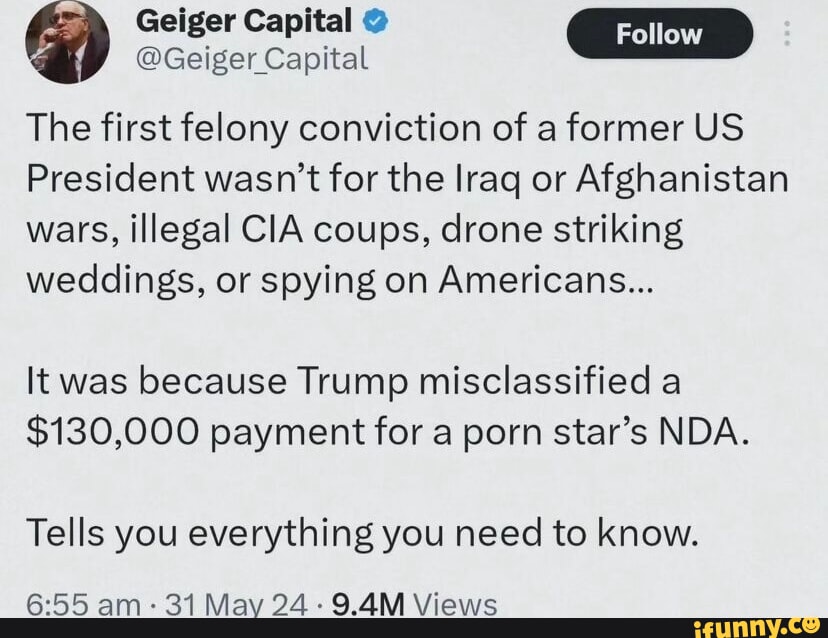 Geiger Capital @ @Geiger Capital The first felony conviction of a ...