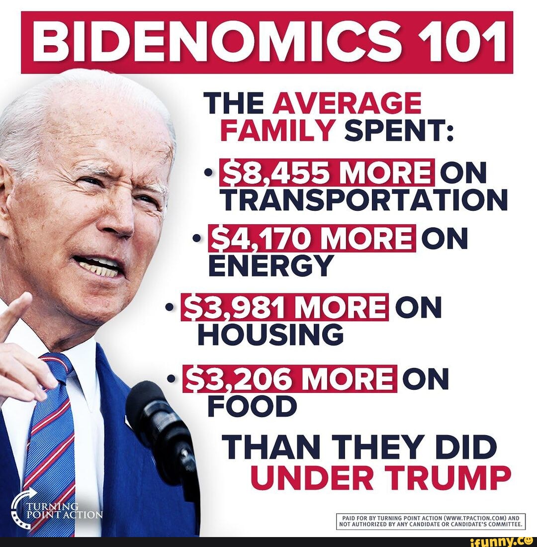 BIDENOMICS 101 THE AVERAGE FAMILY SPENT: S8.455 MORE() TRANSPORTATION ...