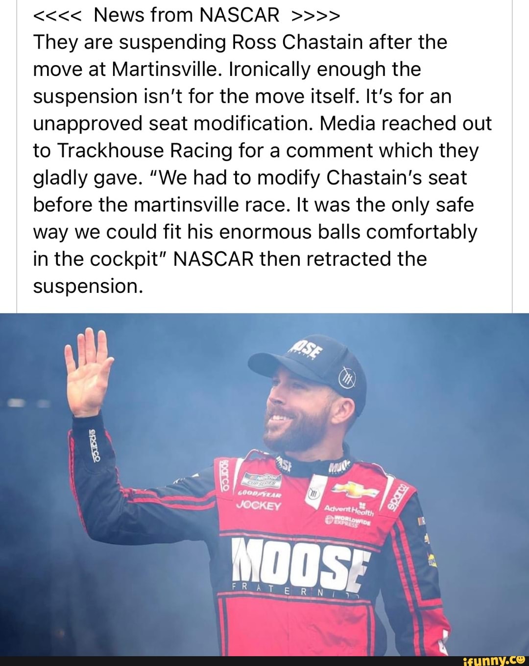 News from NASCAR They are suspending Ross Chastain after the move at ...