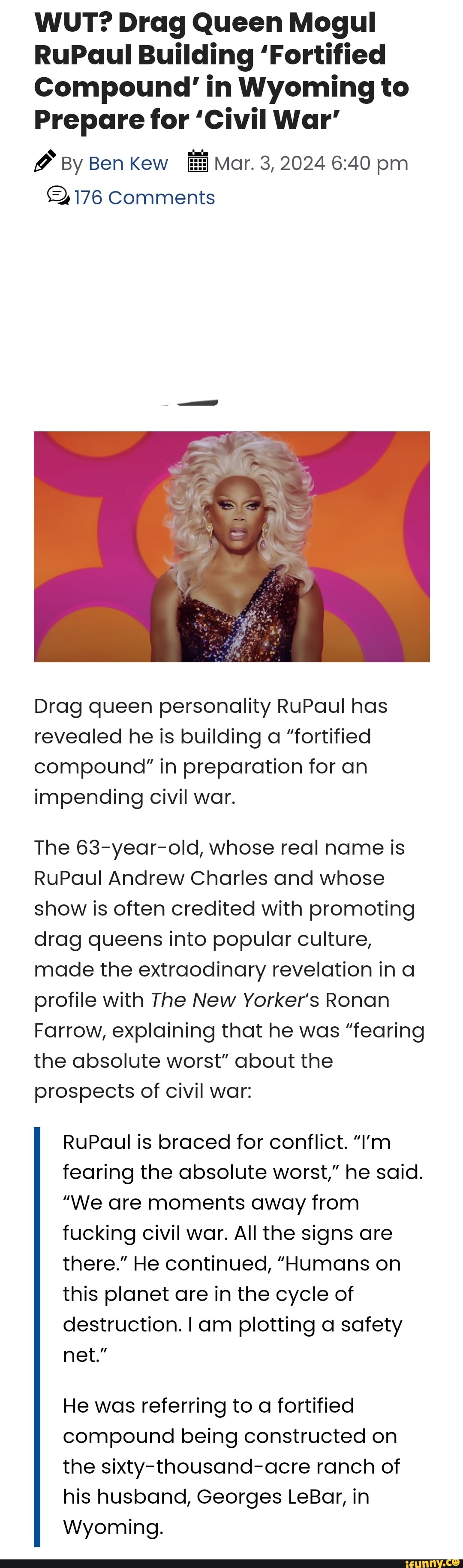 WUT? Drag Queen Mogul RuPaul Building 'Fortified Compound' in Wyoming ...