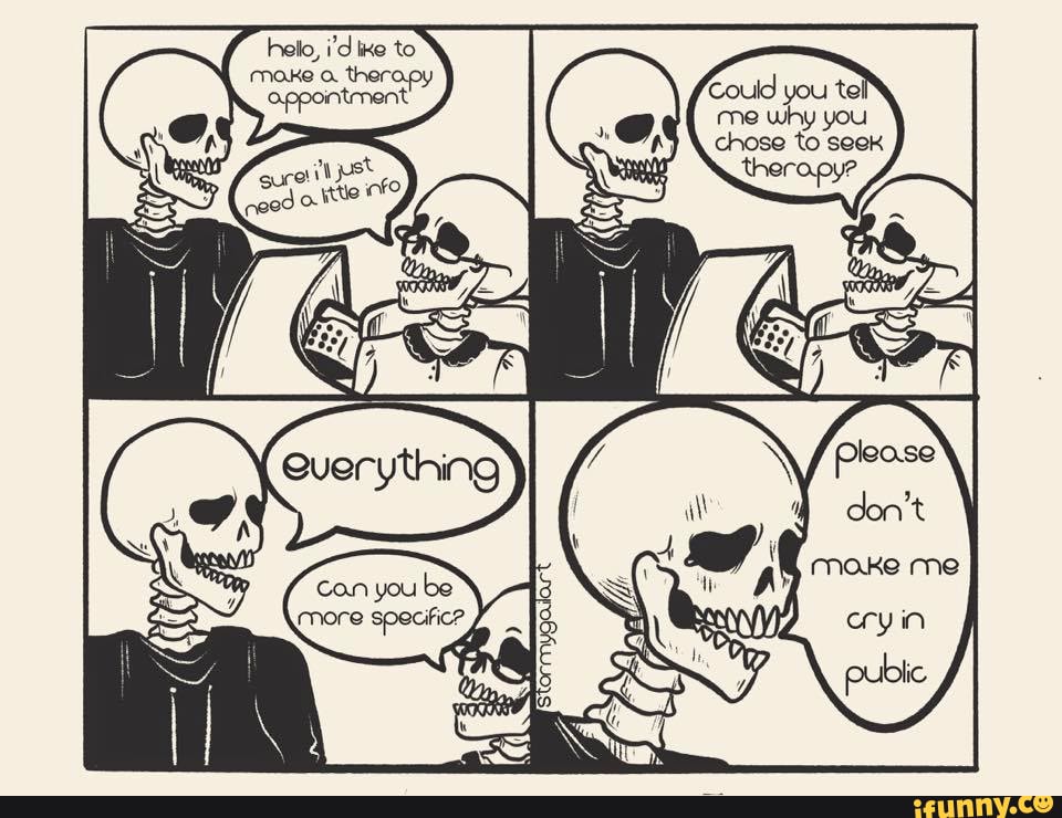 I love how they made the skeleton look so sad without a face - iFunny