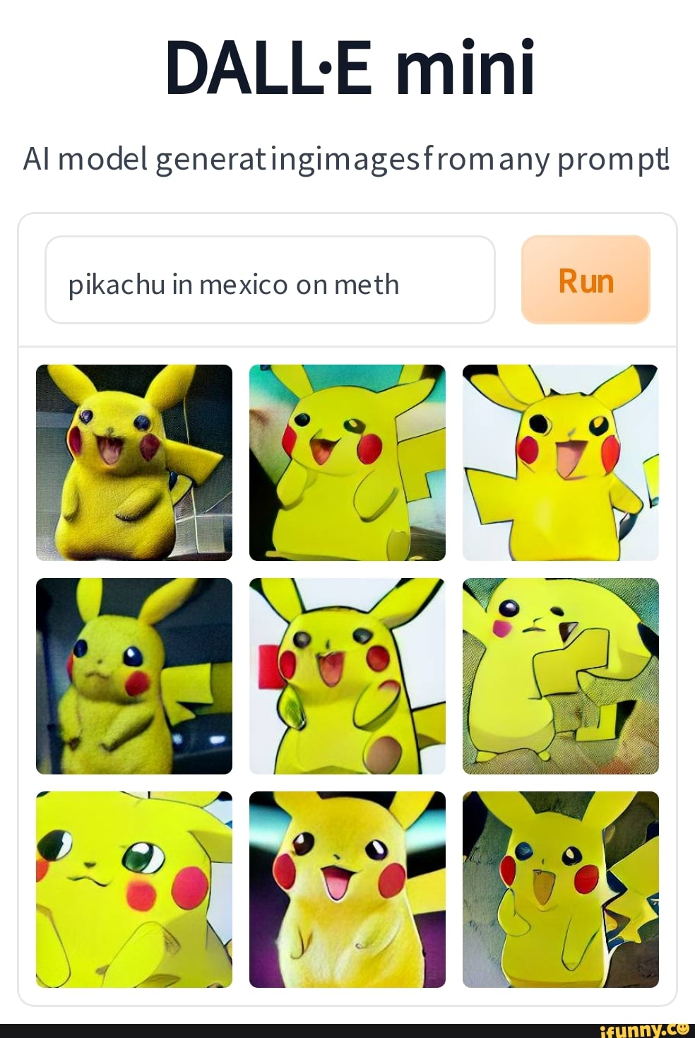 Mini Al model generatingimagesfromany prompt pikachu in mexico on meth ...