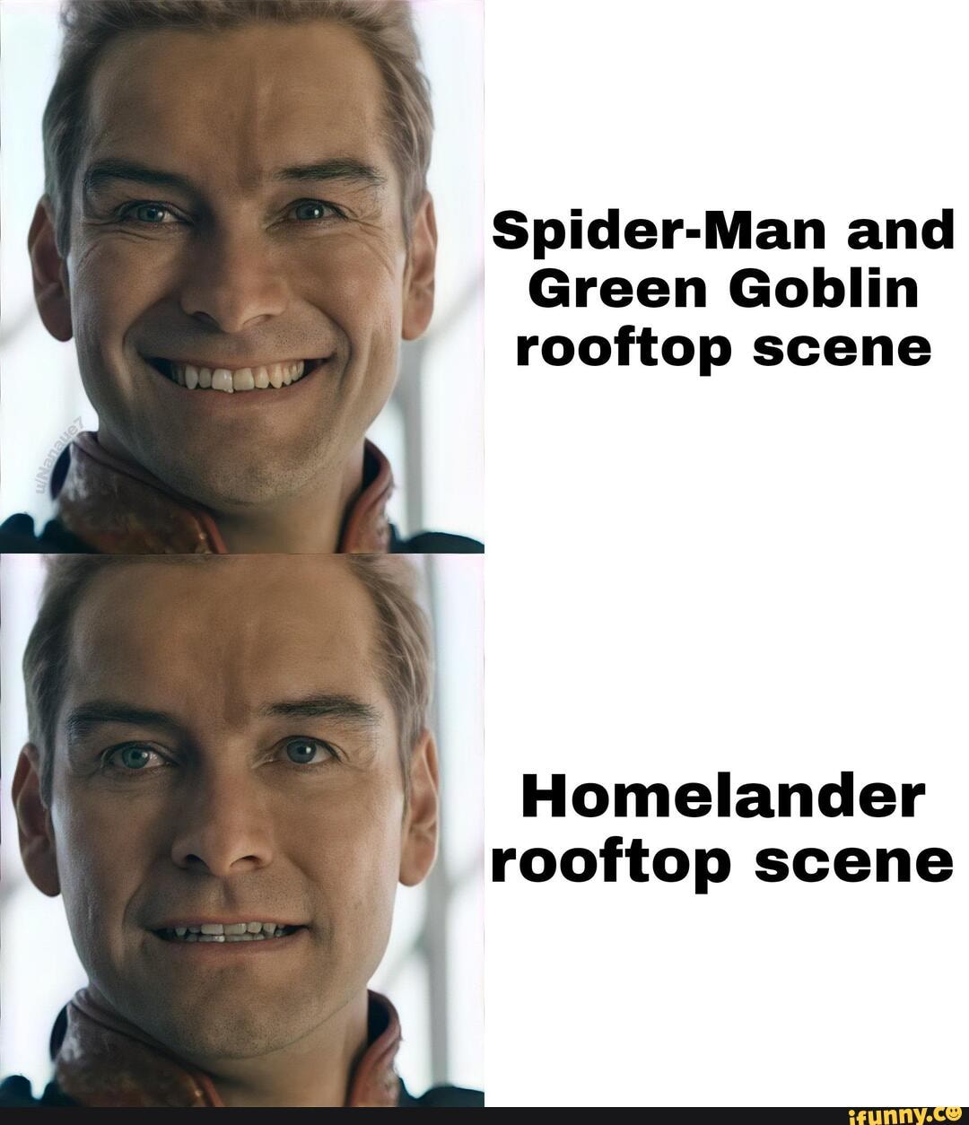 Spider-Man and Green Goblin rooftop scene Homelander rooftop scene - iFunny