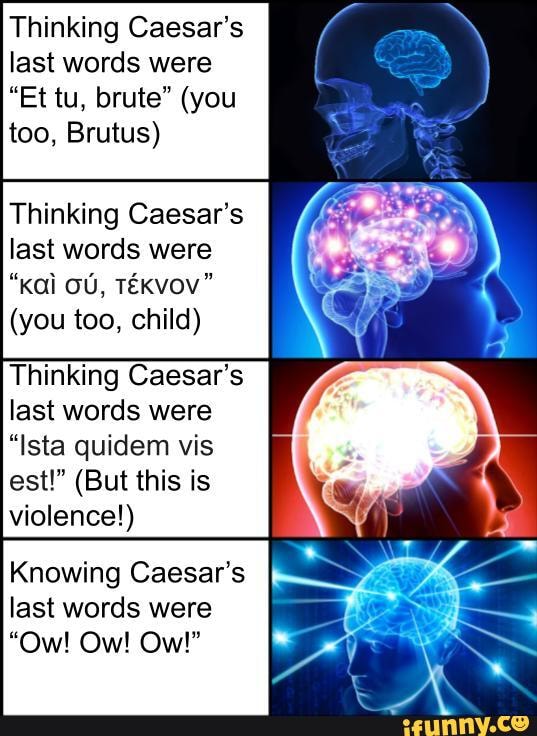 Thinking Caesar's last words were "Et tu, brute" (you too, Brutus ...