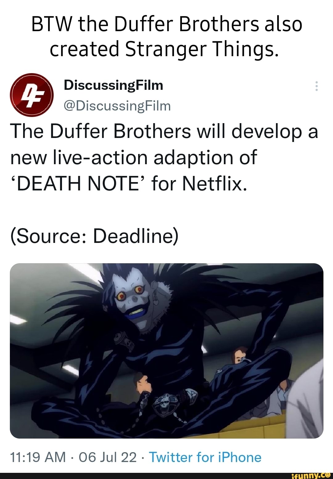 BTW the Duffer Brothers also created Stranger Things. Discussing Film ...