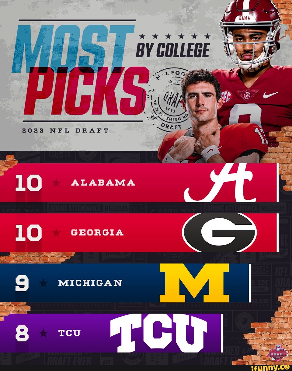 BY COLLEGE PICKS 2023 NFL DRAFT LO) ALABAMA 10 GEORGIA MICHIGAN - iFunny