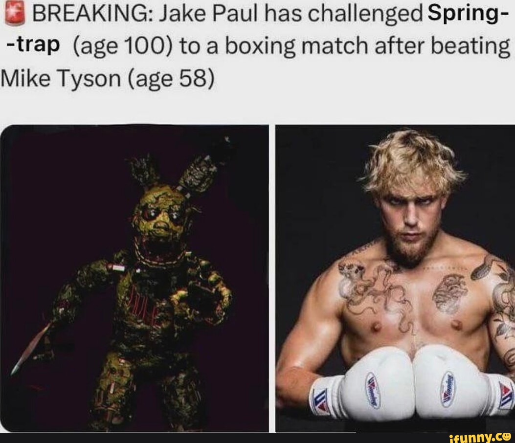 Us BREAKING: Jake Paul has challenged Spring- -trap (age 100) to a ...