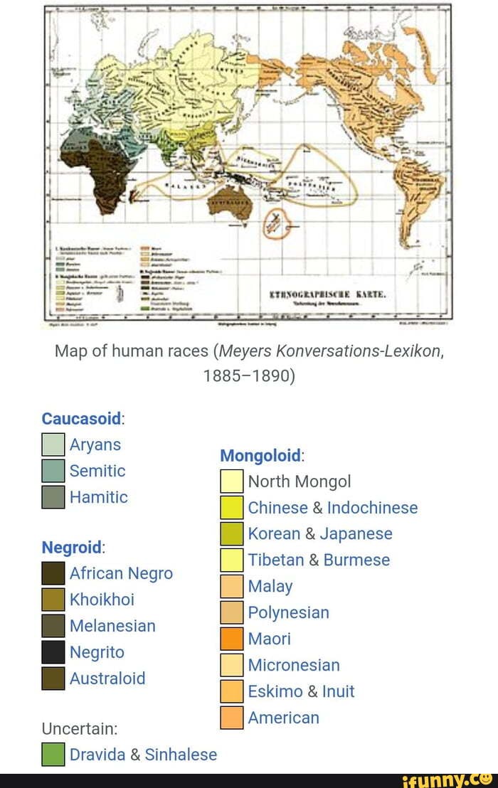 Map of human races (Meyers Konversations-Lexikon, 1885-1890) Caucasoid ...