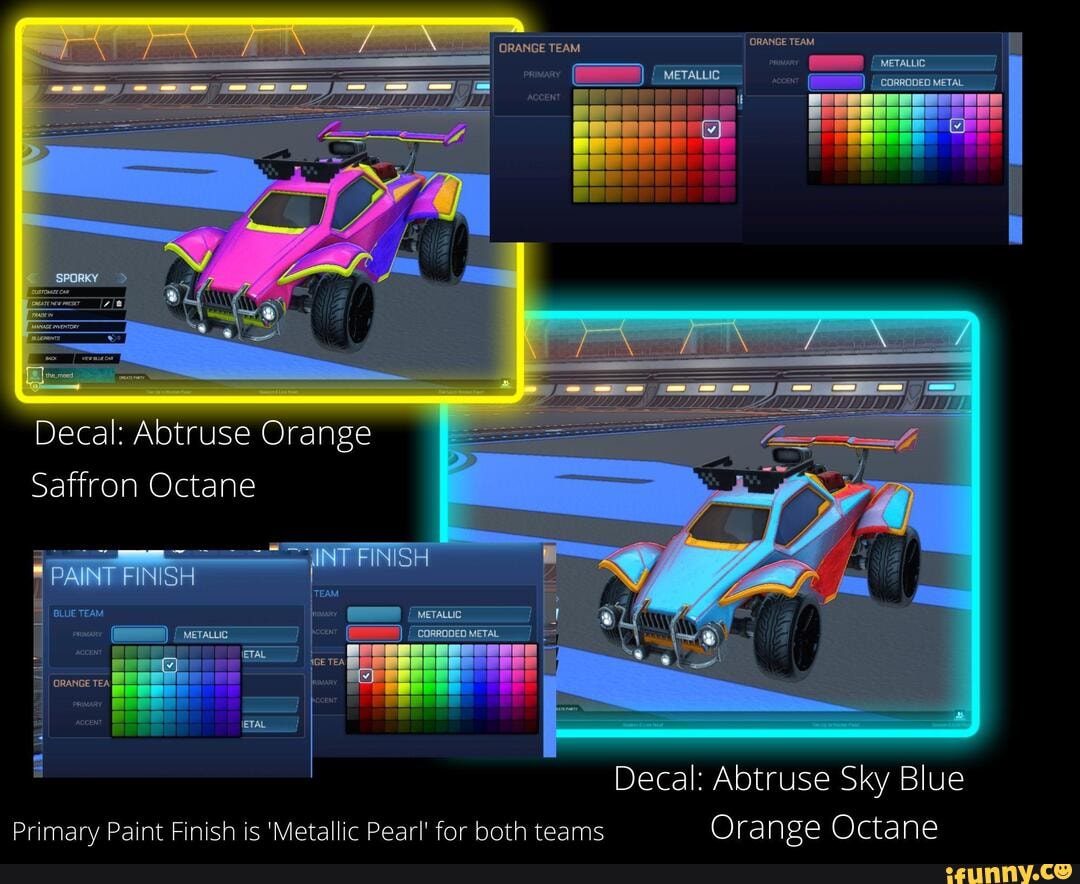ORANGE TEAM ORANGE TEAM MeTALLIC Decal: Abtruse Orange Saffron Octane INT NSH PAINT BLUE TEAM ...