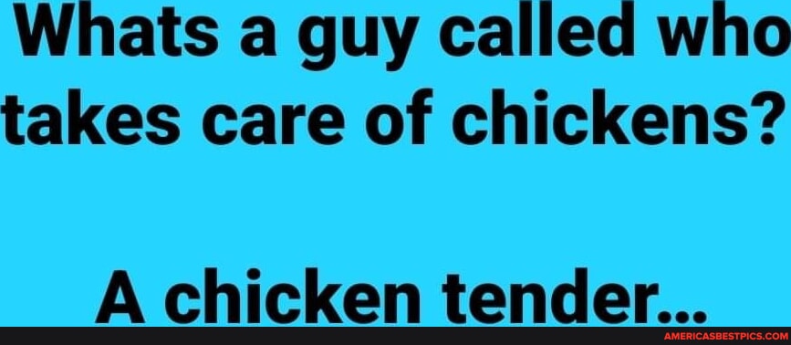 Whats a guy called who takes care of chickens? A chicken tender ...
