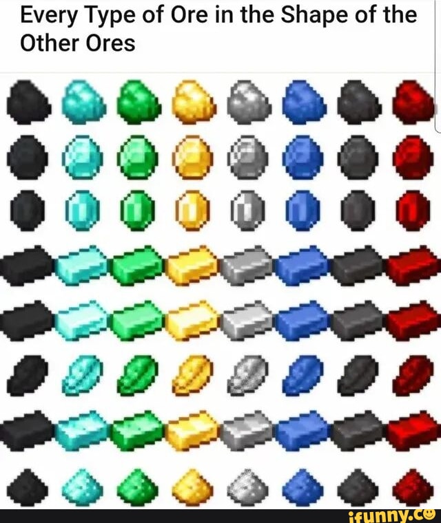 Every Type of Ore in the Shape of the Other Ores @5000066 6446464466 ...