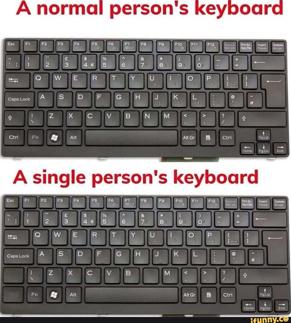 Normal person's keyboare A single person's keyboard JE IE - iFunny