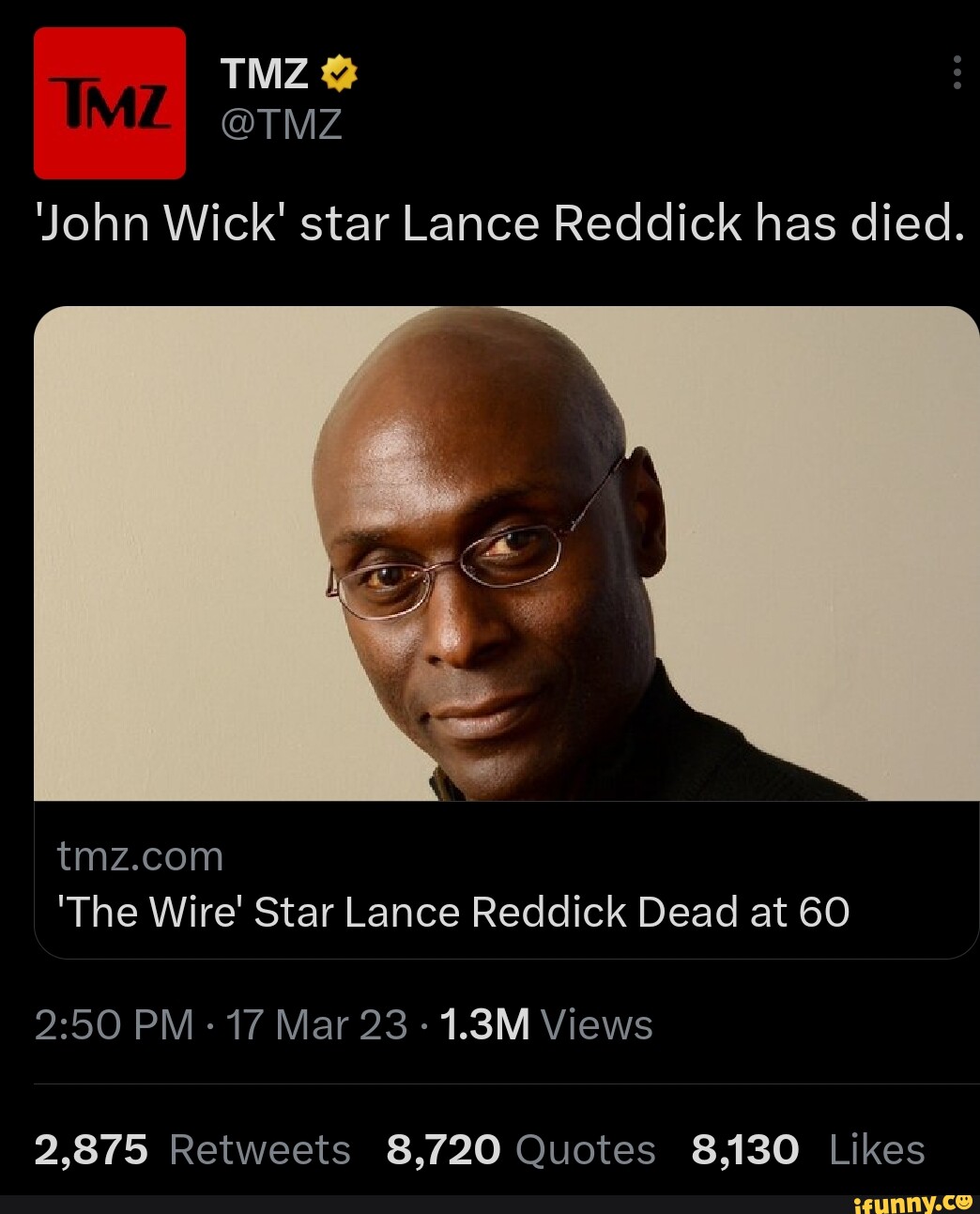 @TMZ John Wick' star Lance Reddick has died. 'The Wire' Star Lance ...