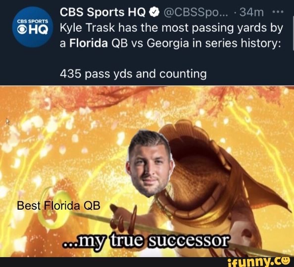 CBS Sports HQ @ @CBSSpo... @HQ Kyle Trask has the most passing yards by ...