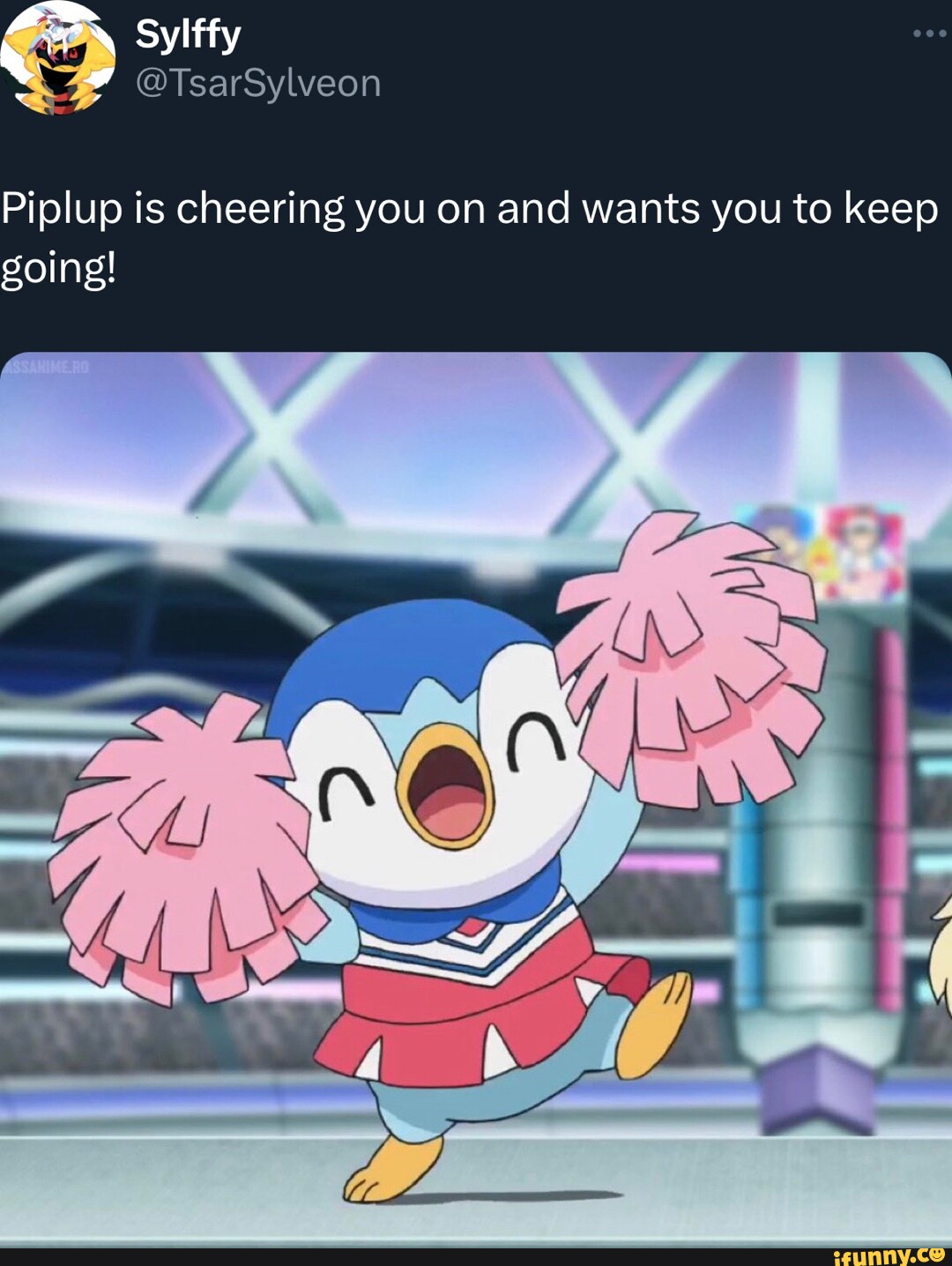 Piplup is cheering you on and wants you to keep going! - iFunny