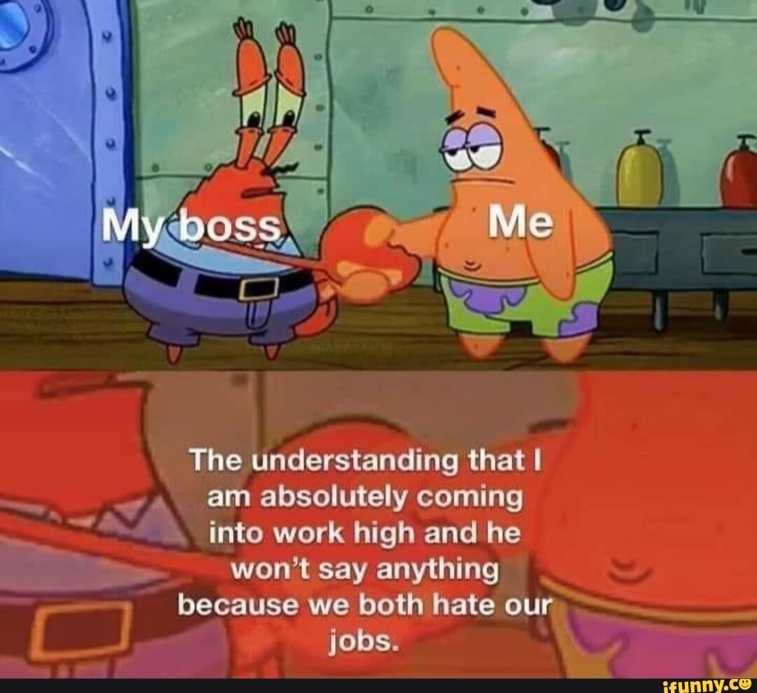 Me The understanding that I am absolutely coming into work high and he ...