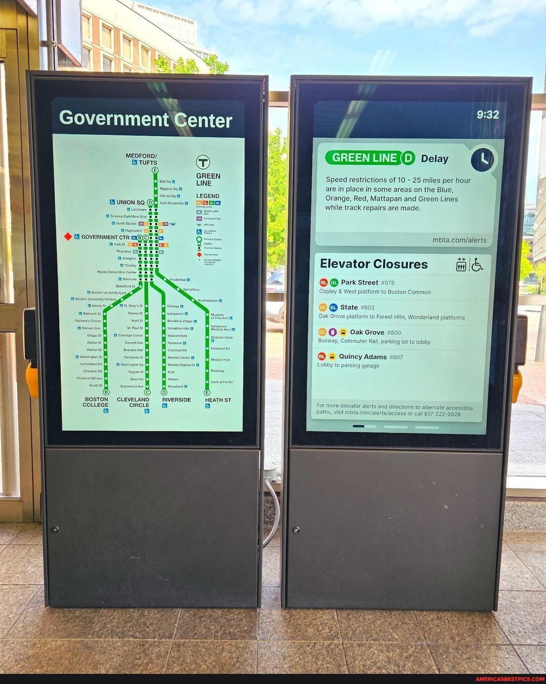 The first MBTA customer information displays are located in the lobby ...