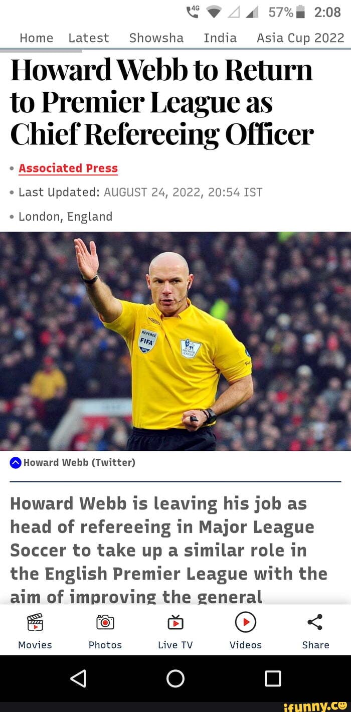AA Home Latest Showsha India Asia Cup 2022 Howard Webb to Return to ...
