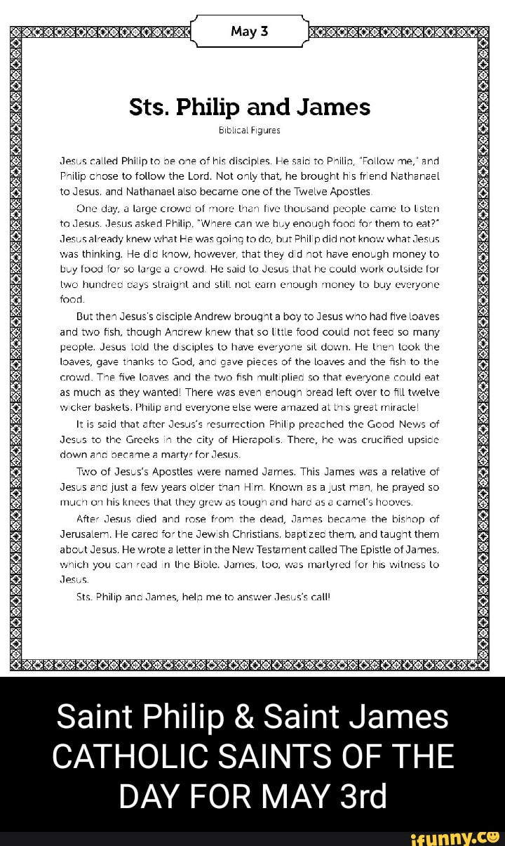May 3 Sts. Philip and James Biblical Figures Jesus called Philip to be ...