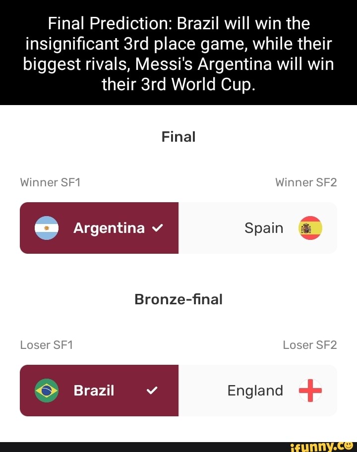 Final Prediction: Brazil will win the insignificant place game, while ...