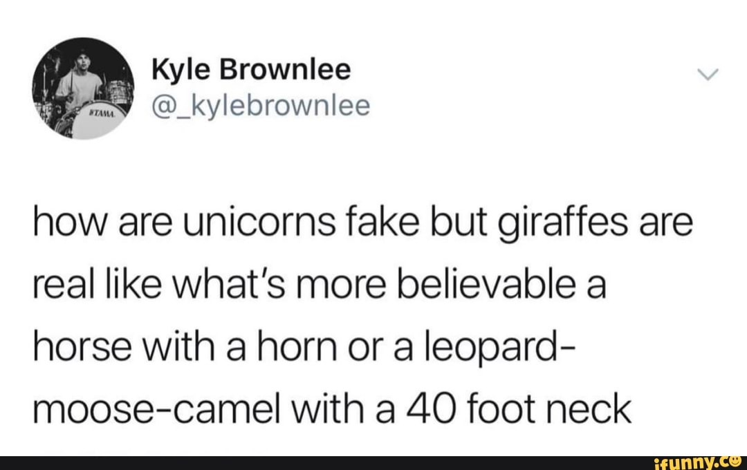 How are unicorns fake but giraffes are real like what's more believable ...