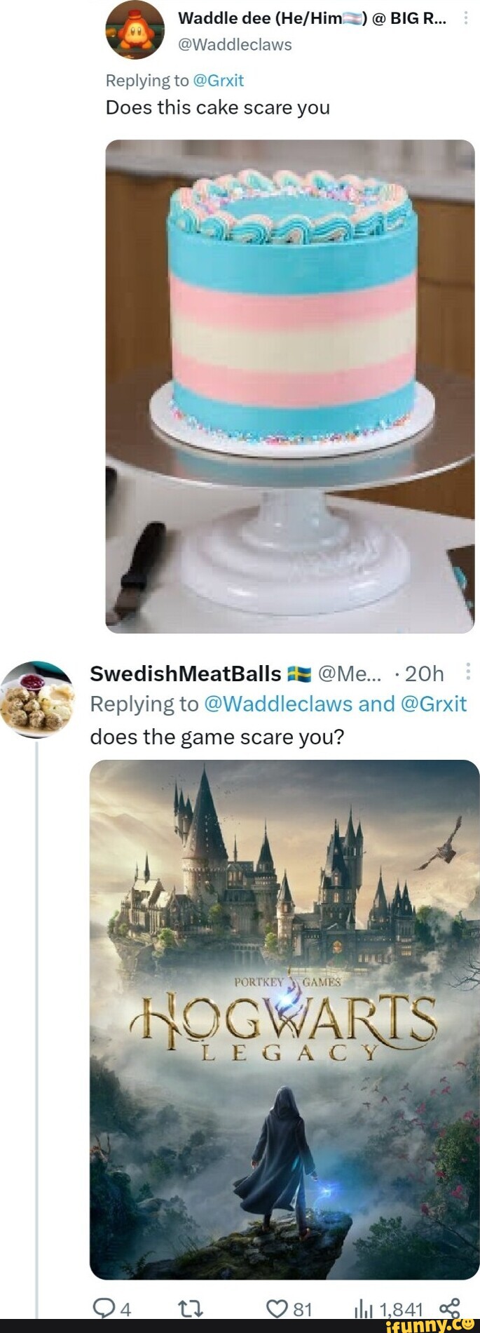 Wacdle dee @ BIG Reca @Waddleclaws Replying to @Grxit Does this cake scare you I ...