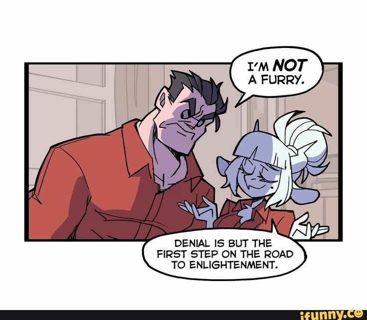 DENIAL IS BUT THE FIRST STEP ON THE ROAD TO ENLIGHTENMENT. - iFunny