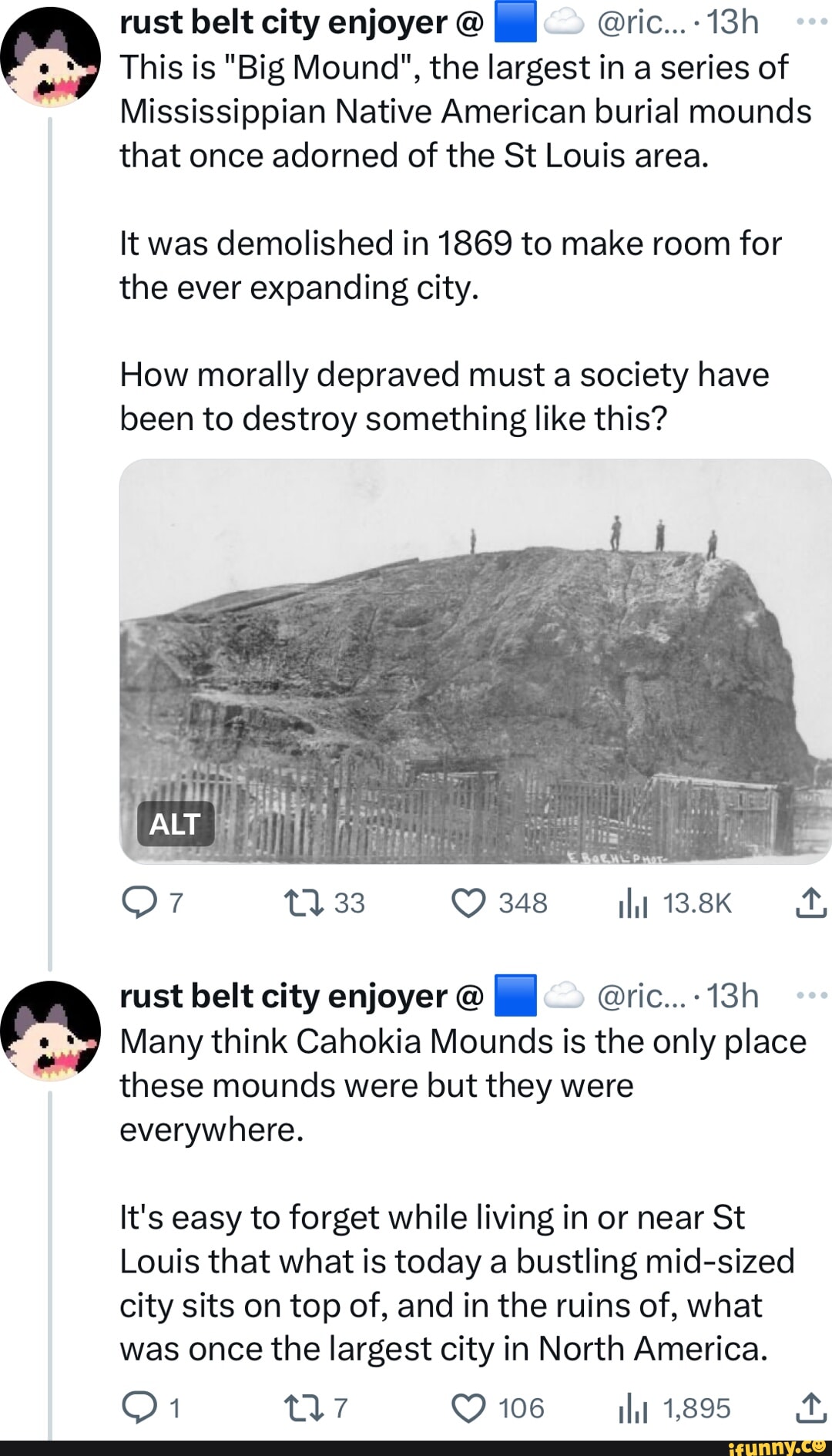 Rust belt city enjoyer@ @ric...-13h This is "Big Mound", the largest in ...