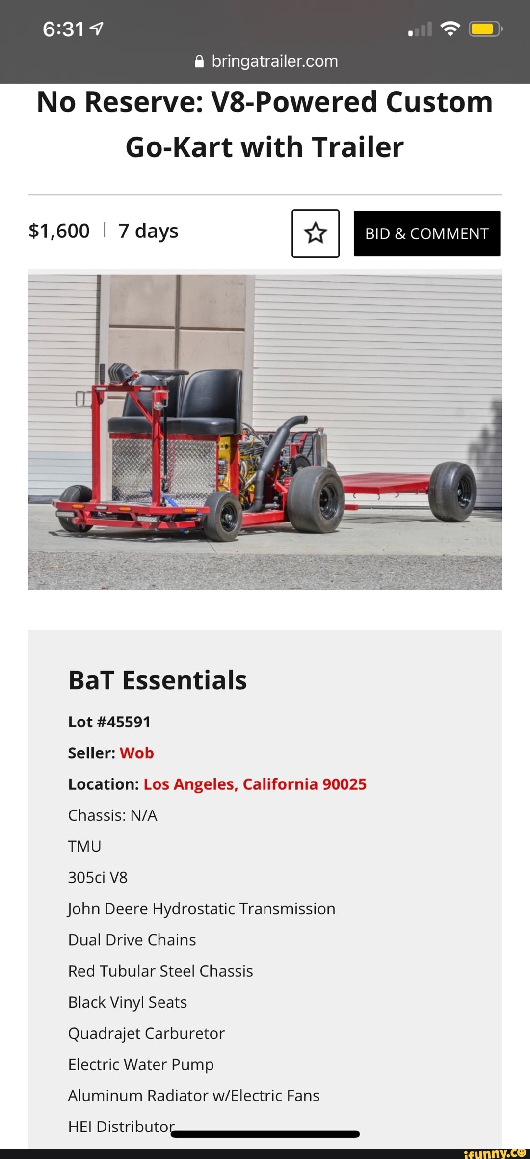 No Reserve: V8-Powered Custom Go-Kart with Trailer $1,600 days BID ...