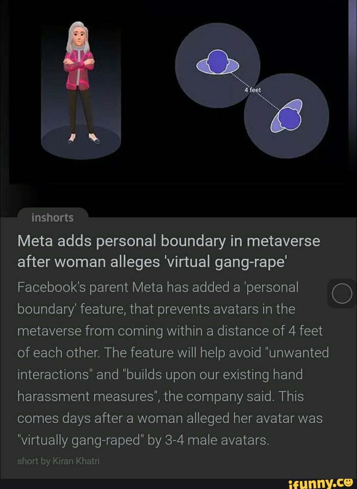 Feet inshorts Meta adds personal boundary in metaverse after woman alleges 'virtual gang-rape ...