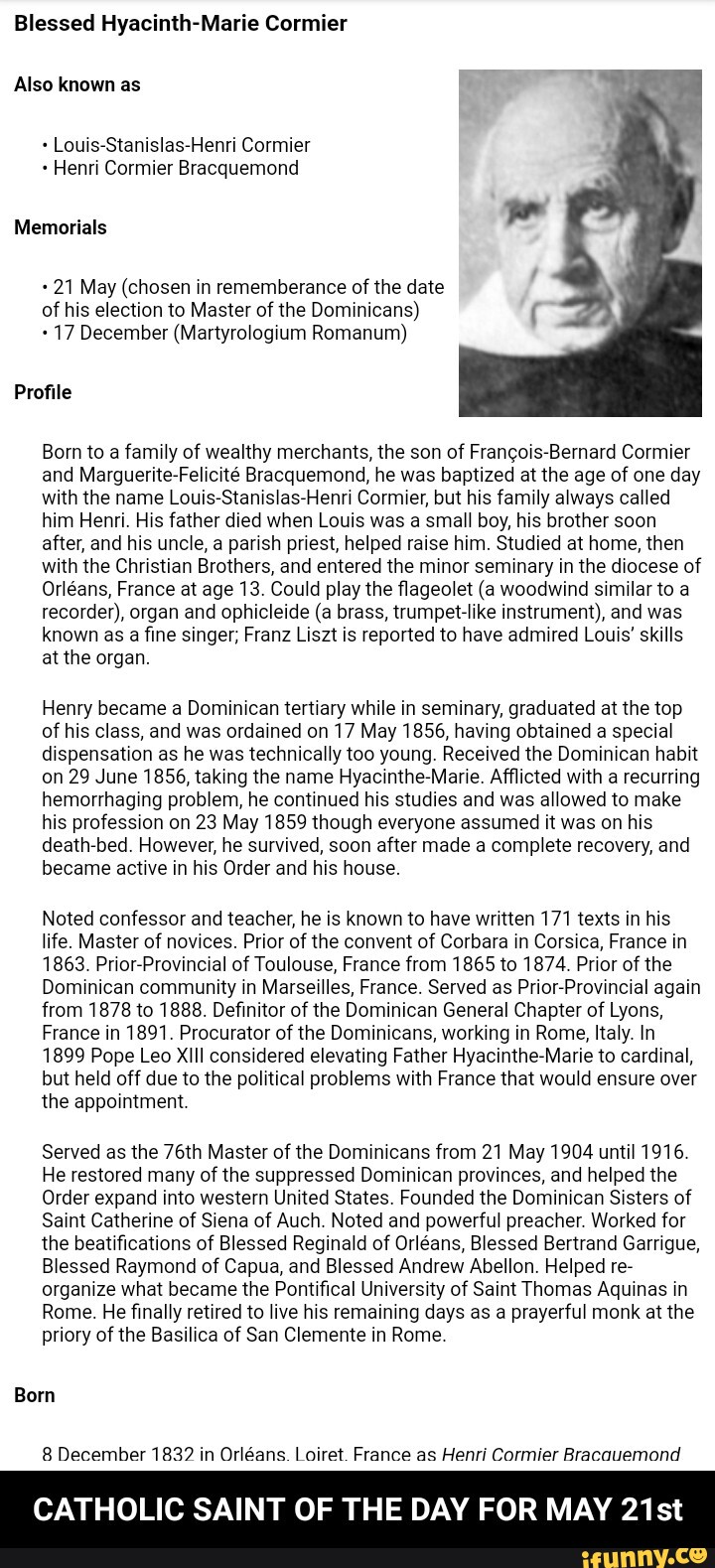 Blessed Marie Comer Also known as + Louis-Stanislas-Henri Cormier Henri ...