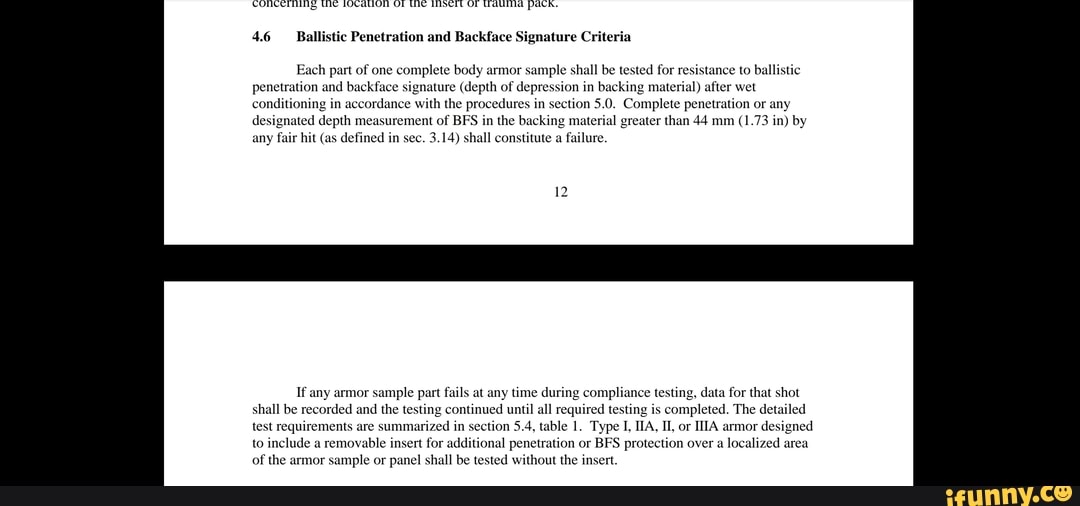 4.6 Ballistic Penetration and Backface Signature Criteria Each part of ...